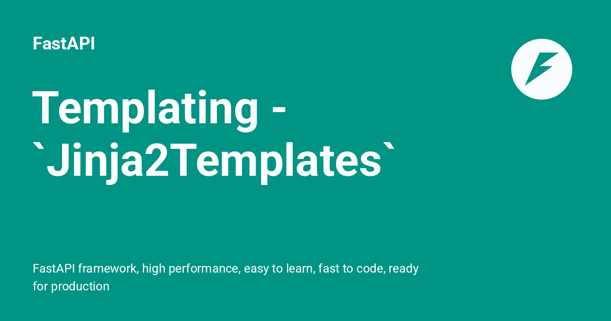 Templating Jinja2templates Fastapi 
